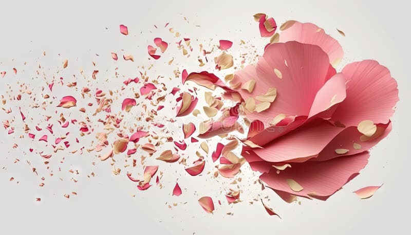 A Large Pink Flower with Petals Falling Off of it S Petals Stock ...