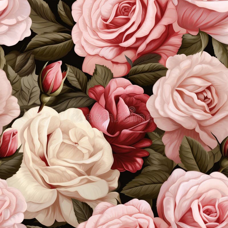 Gold Roses are Painted on Tan Wallpaper in the Style of Seamless ...