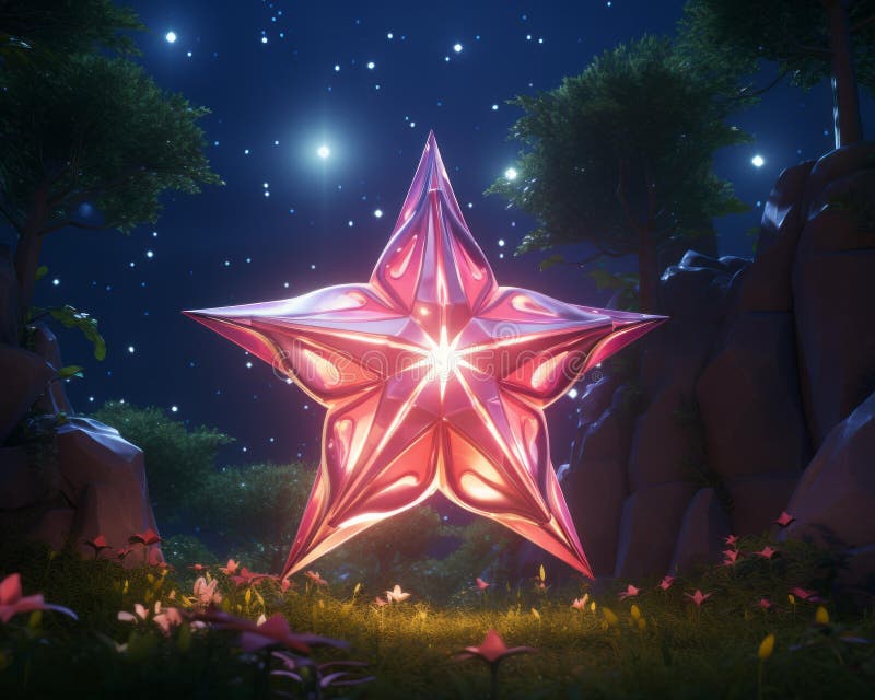 A Large Pink Star in the Middle of a Field Stock Illustration ...