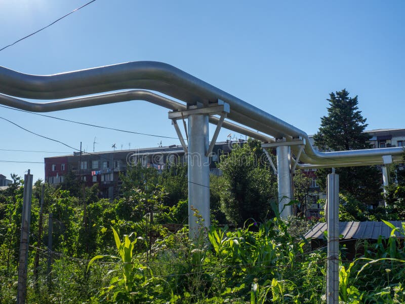 Large Pipe Above the Ground. Gas Communications Stock Image - Image of ...