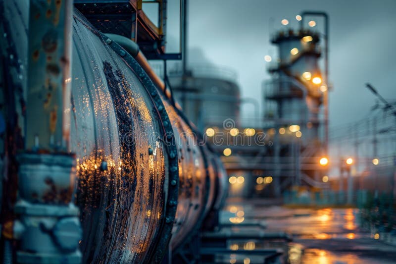 A Large Pipe is Covered in Rain and Has a Reflective Surface Stock ...