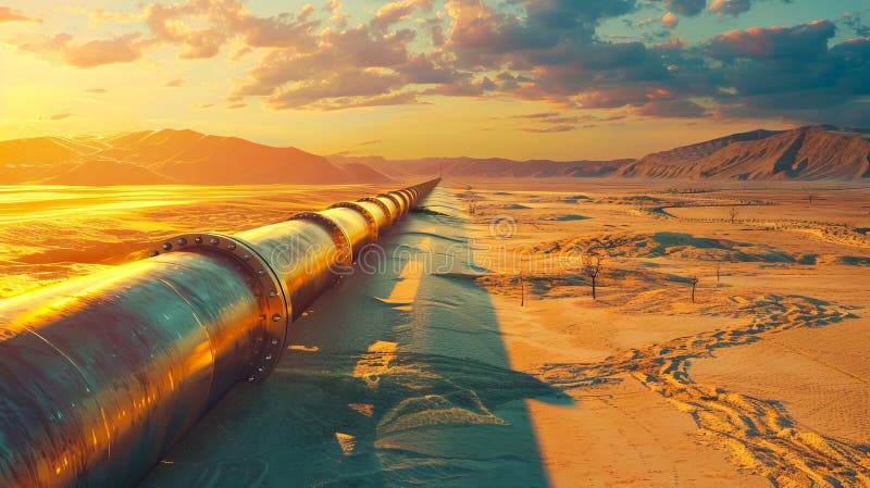 A Large Pipe in the Desert at Sunset Stock Image - Image of large ...