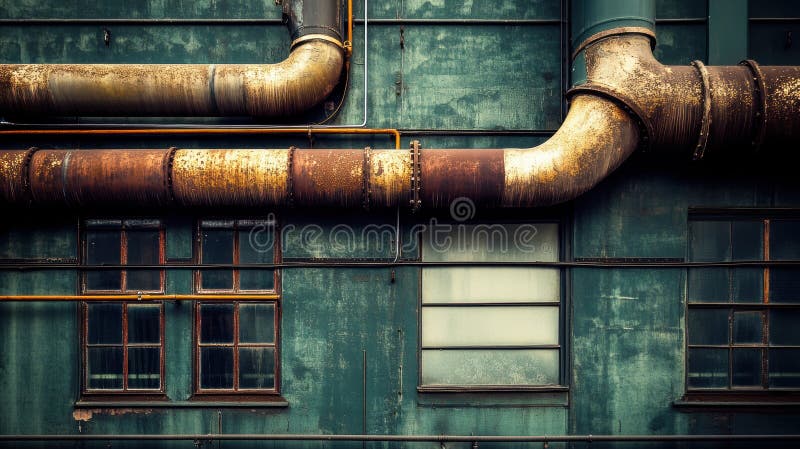 A Large Pipe is Installed on the Exterior of a Building. Stock Photo ...