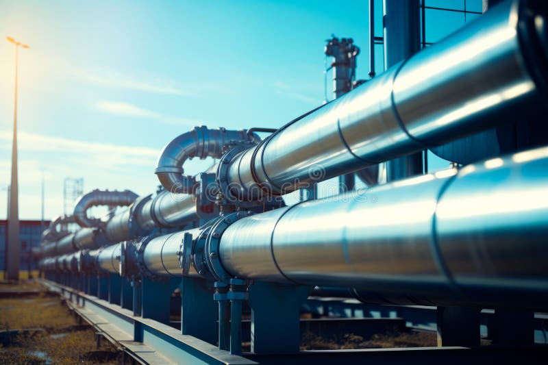 Large Pipe Line with Sky Background and Train Track. Generative AI ...