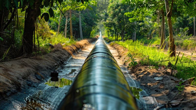 A Large Pipe in the Middle of a Forest, Suitable for Industrial or ...
