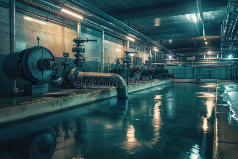 A Large Pipe in the Middle of a Pool. Ideal for Illustrating Industrial ...