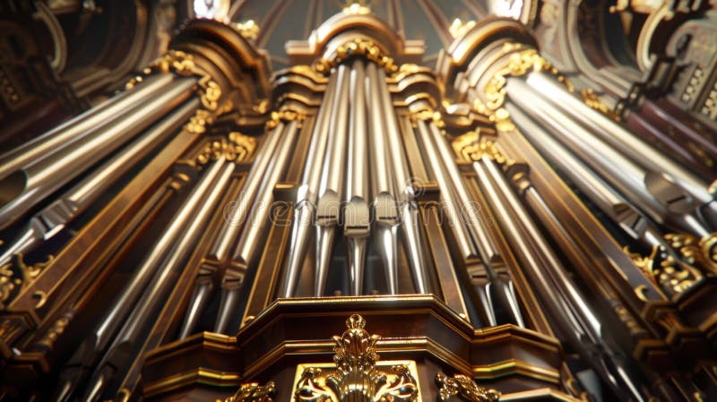 A Large Pipe Organ in a Historic Church Setting Stock Photo - Image of ...