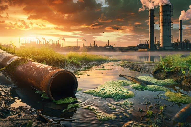 Large Pipe in the Middle of River Stock Photo - Image of sewer, canal ...