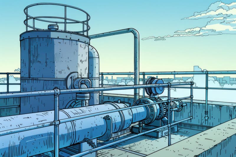 Large Pipe on Top of a Building. Suitable for Industrial Concepts Stock ...