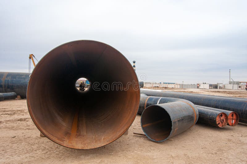 Large Pipes at Construction Site Stock Image - Image of industrial ...