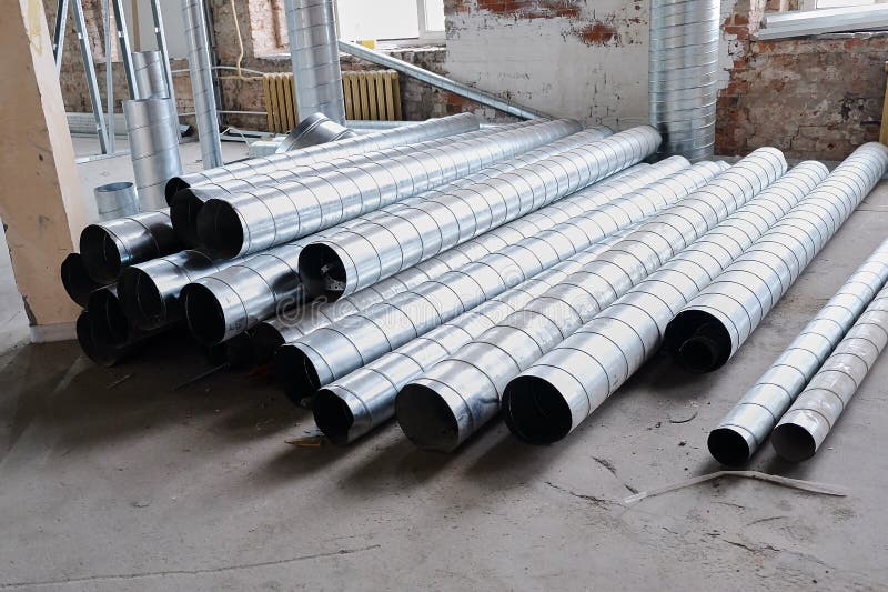 Large Pipes at the Construction Site Stock Image - Image of indoor ...