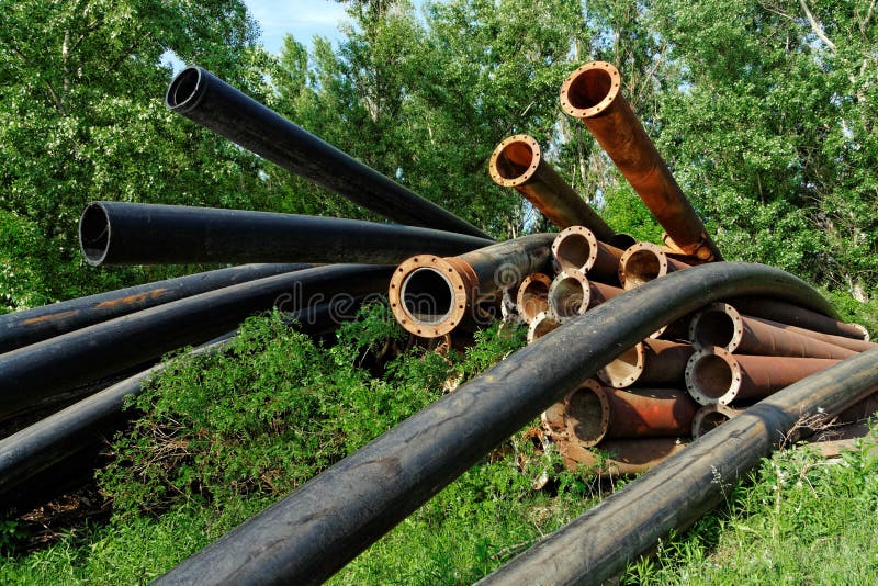 Large Pipes Running into the Lake Stock Image - Image of metal ...