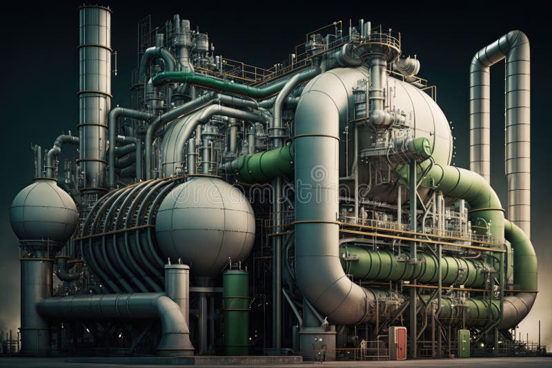 Oil Refinery Complex with Surrounding Waterways Stock Image - Image of ...