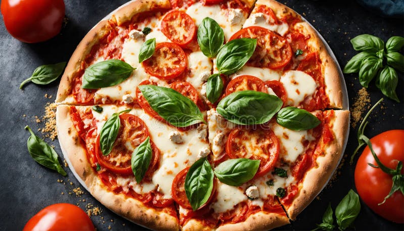 Large Pizza on a Plate. Selective Focus Stock Photo - Image of olives ...