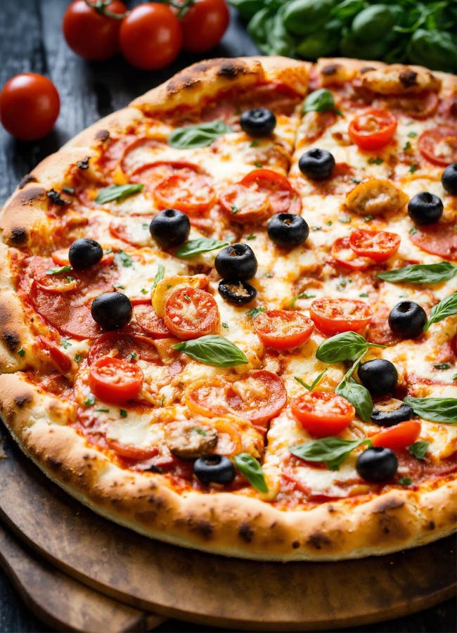 Large Pizza on a Plate. Selective Focus Stock Image - Image of dinner ...
