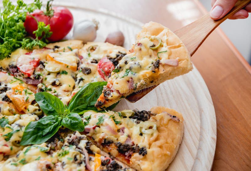 Large pizza stock image. Image of neapolitan, food, pepper - 65051971