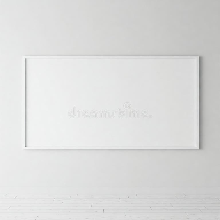 A Large Plain White Blank Picture Frame on a White Wall Stock ...