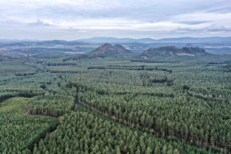 Large Plain with Woods and Forests with Mountains in Background Stock ...