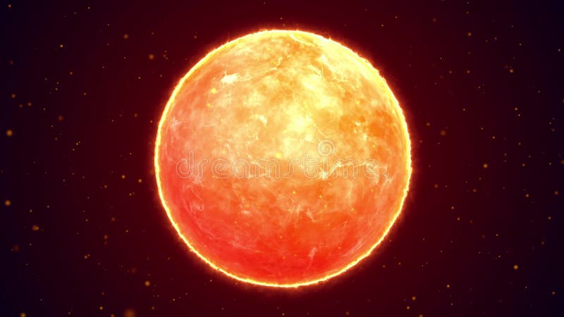 Large Plan of a Star in Space with Turbulence, Surface Fire, Heat and ...