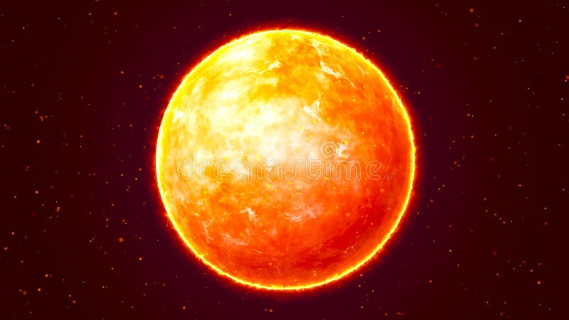 Large Plan of a Star in Space with Turbulence, Surface Fire, Heat and ...