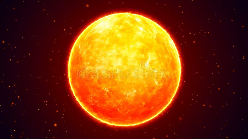 Large Plan of a Star in Space with Turbulence, Surface Fire, Heat and ...