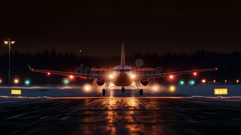 A Large Plane Taking Off from an Airport. Generative AI Stock ...