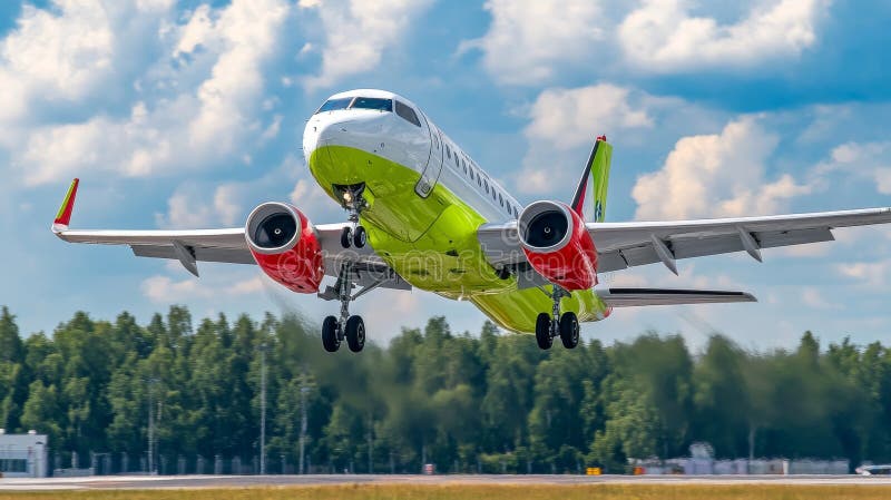 A Large Plane Taking Off from an Airport. Generative AI Stock ...