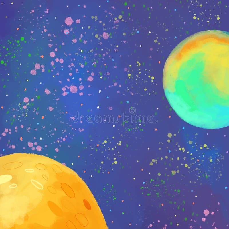 Cosmic Illustration with Solar System Stock Illustration - Illustration ...