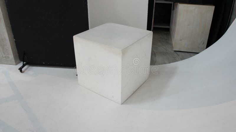 Large Plaster Cube for Photo Studio, Interior Stock Image - Image of ...