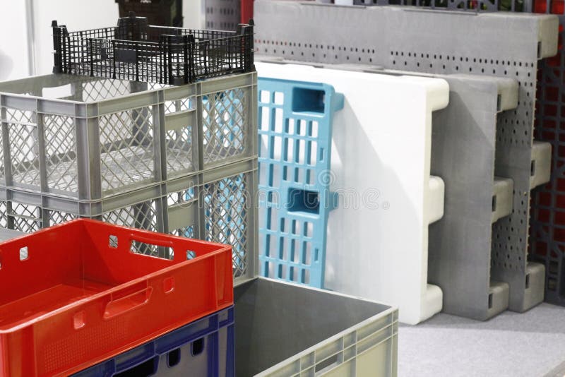 Large Plastic Boxes. Industrial Size Plastic Containers Stock Image ...