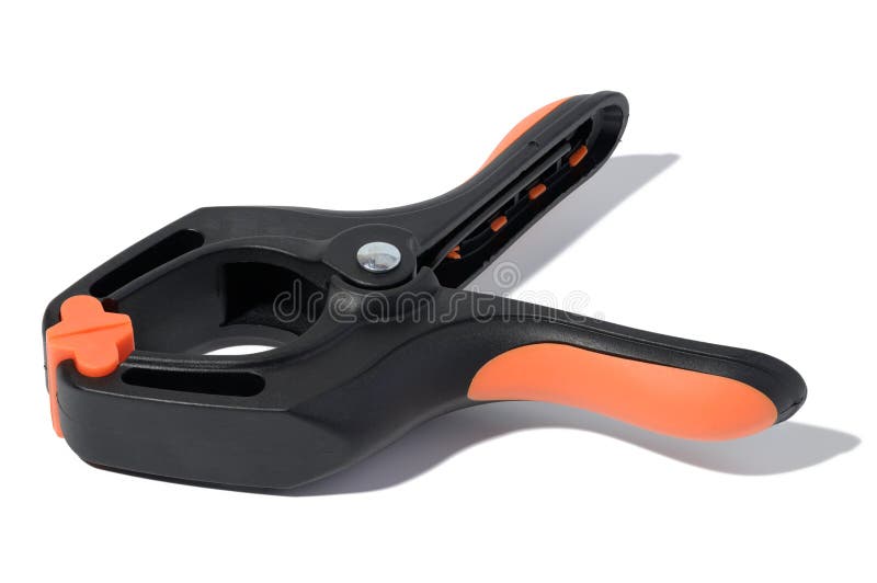 Large Plastic Clamp on a White Isolated Background Stock Image - Image ...