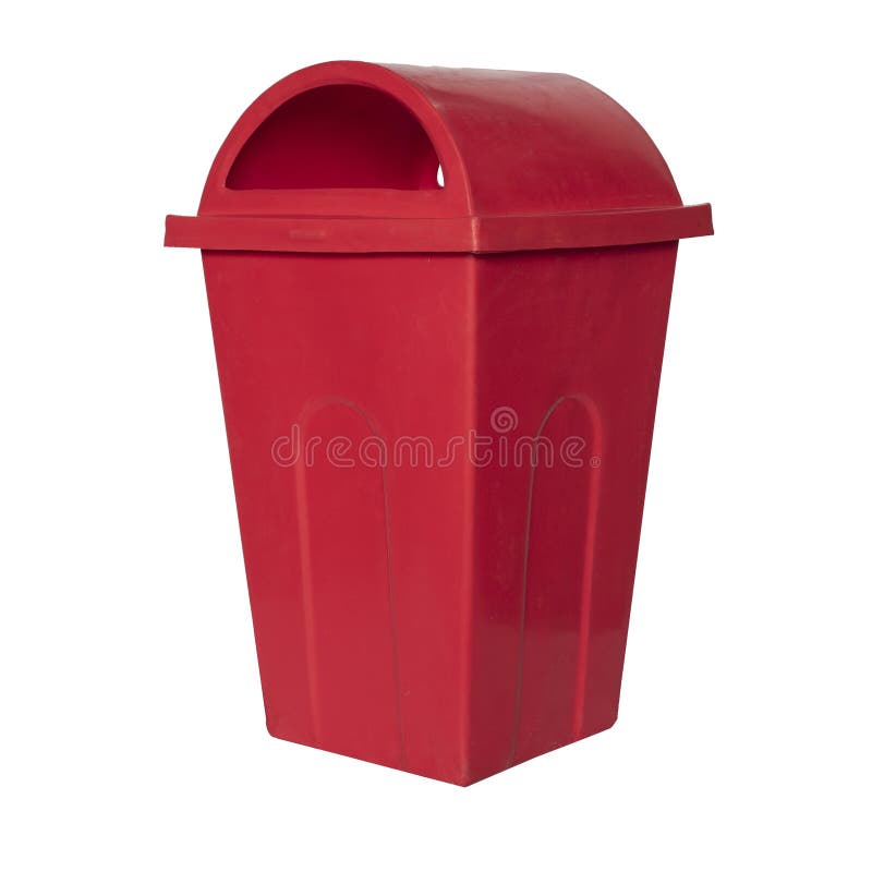 Large Plastic Dustbin in White Background Stock Image - Image of soil ...