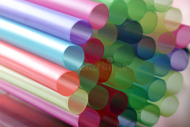 Large Plastic Pastel Colored Drinking Straws, Close Up Stock Image ...