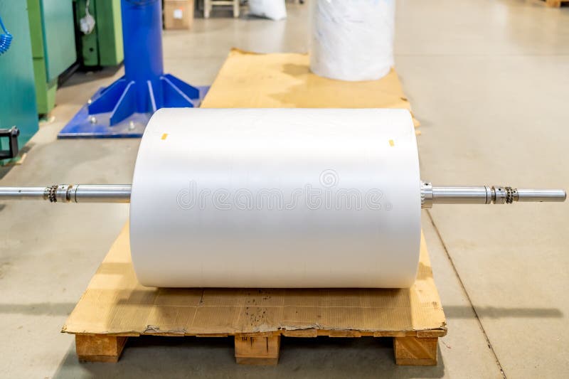 Large Plastic Roll in the Factory for the Production of Plastic ...