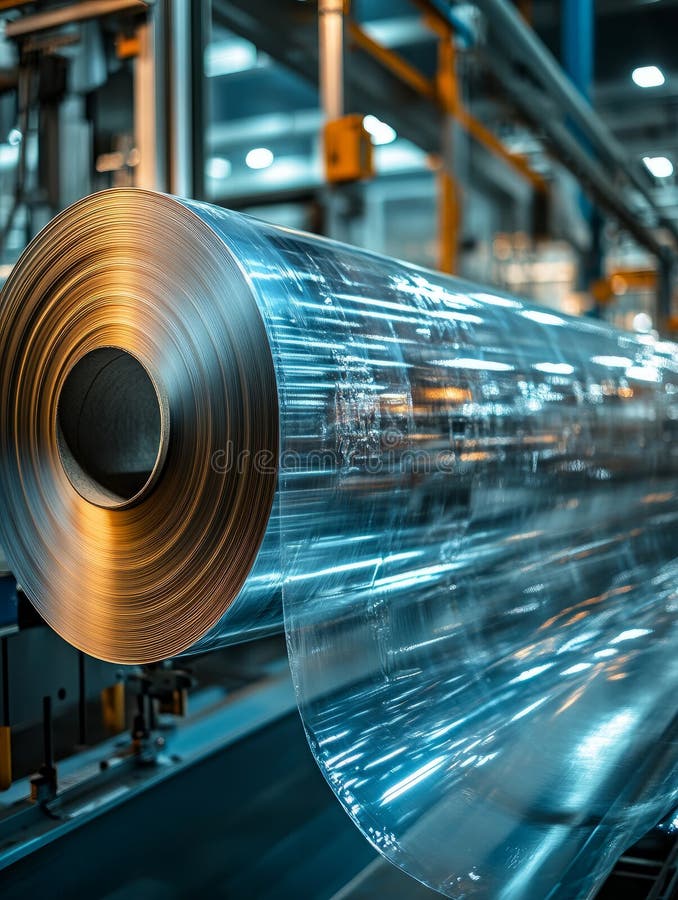 Large Plastic Roll in Industrial Setting Stock Photo - Image of ...