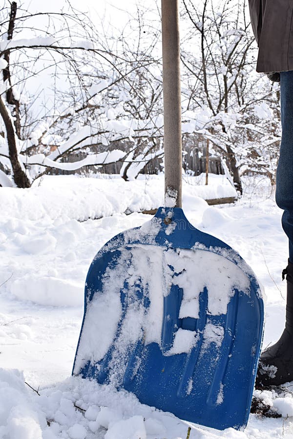 A Large Plastic Shovel for Snow Removal Stock Image - Image of season ...