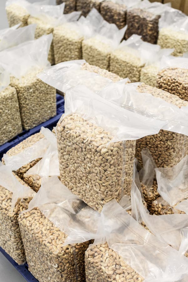 Large Plastic Vacuum Packs of Wholesale Cashew Nuts in Warehouse Stock ...