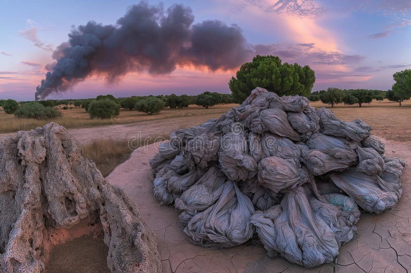Dramatic Piles of Burning Plastic Waste Create Dark Smoke at Dumpsite ...