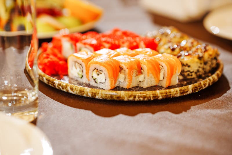 A Large Plate with Rolls. a Set of Assorted Rolls for the Holiday Stock ...