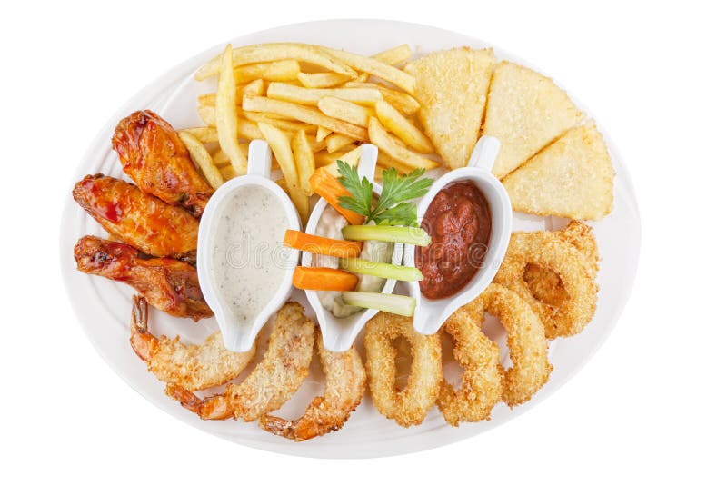 A Large Plate with a Wide Selection of Snacks for Beer Stock Photo ...