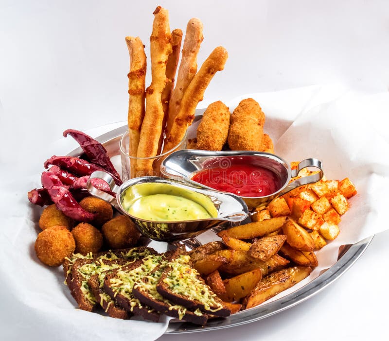 Large Plate a Wide Selection Snacks for Beer Served Stock Image - Image ...