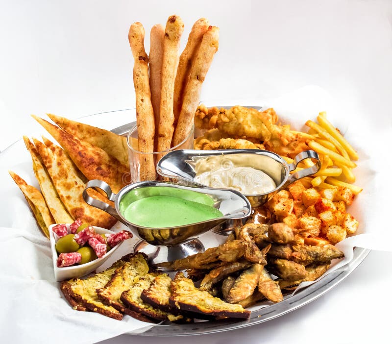 Large Plate a Wide Selection Snacks for Beer Served Stock Image - Image ...