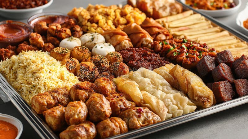Large Platter of Assorted Appetizers and Small Dishes Stock Image ...