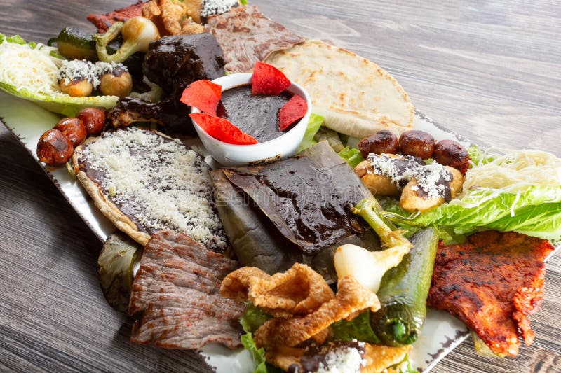 Large Platter of Mexican Food Stock Photo - Image of chicharron, nopal ...