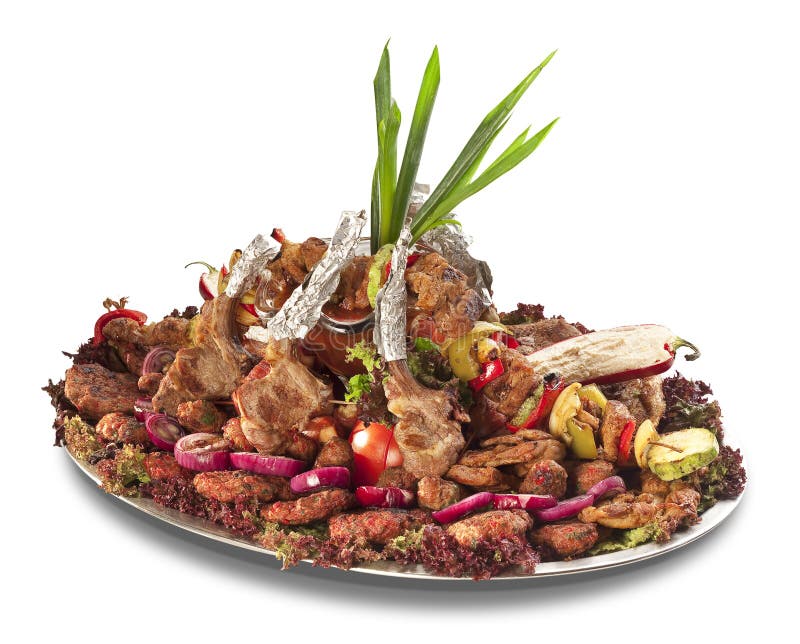 A Large Platter with Plenty of Meat and Vegetables Stock Photo - Image ...