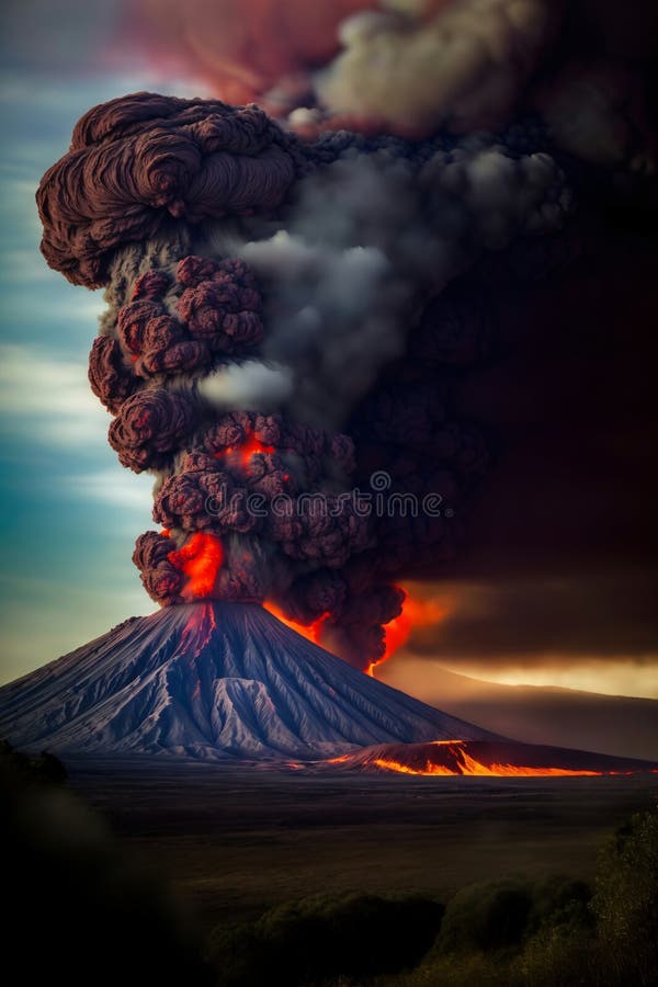 A Large Plume of Smoke Coming Out of a Volcano. Generative AI Stock ...