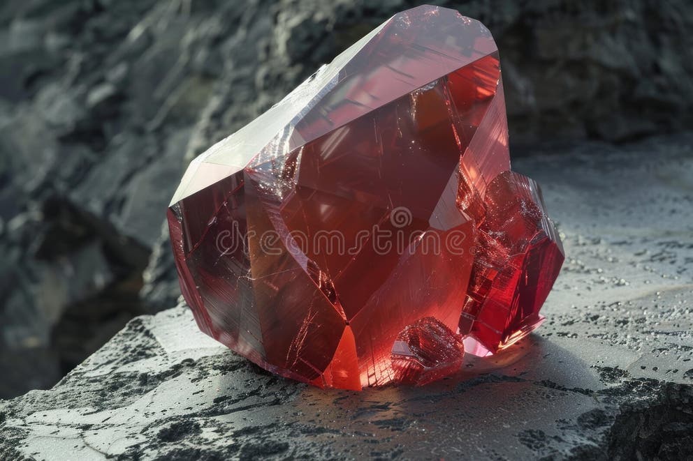 Majestic Ruby Gemstone on Rugged Terrain Stock Image - Image of geode ...