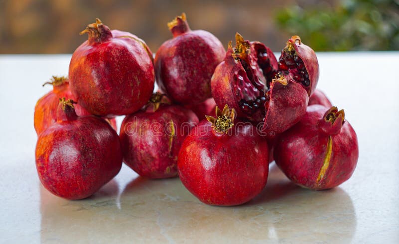 Large Pomegranates Were Being Collected Stock Image - Image of ...