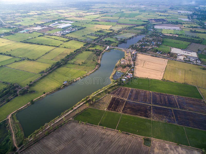 Large Pond and Irrigation of Thai Rice Farms Stock Photo - Image of ...