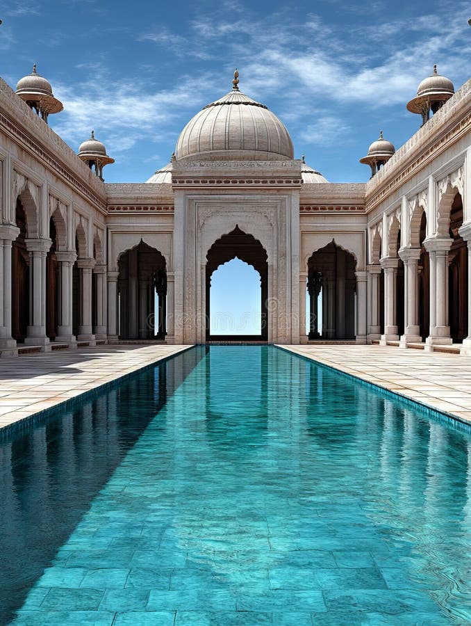 A Large Pool in the Middle of a Building with a Dome on Top of it Stock ...